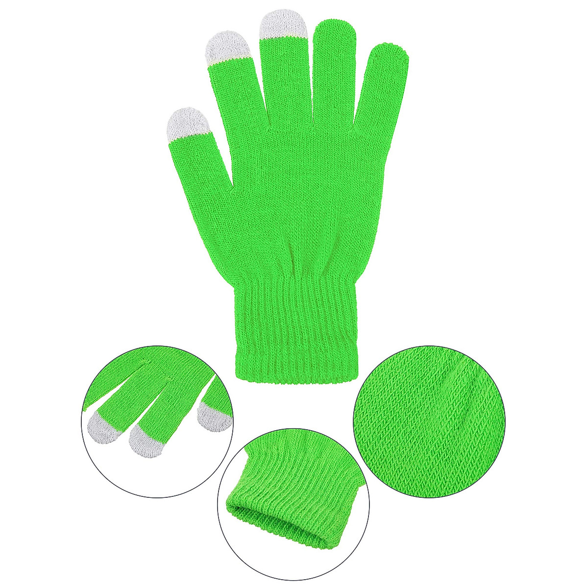 12 Pairs Winter Touchscreen Gloves For Men Women Stretch Knitted Texting Gloves Warm Windproof Solid Color Mittens(7 x 4 Inch,Black, Pink, Green, Purple, Orange, Blue, Yellow)