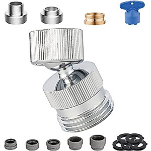 iFealClear Garden Hose Adapter Kit, Sink to Hose Adapter with Swivel Ball Joint, Female 55/64-Inch Aerator+G1/2 Connector, Faucet Aerator Key, Water Filter Adapter Female to Female/Female to Male