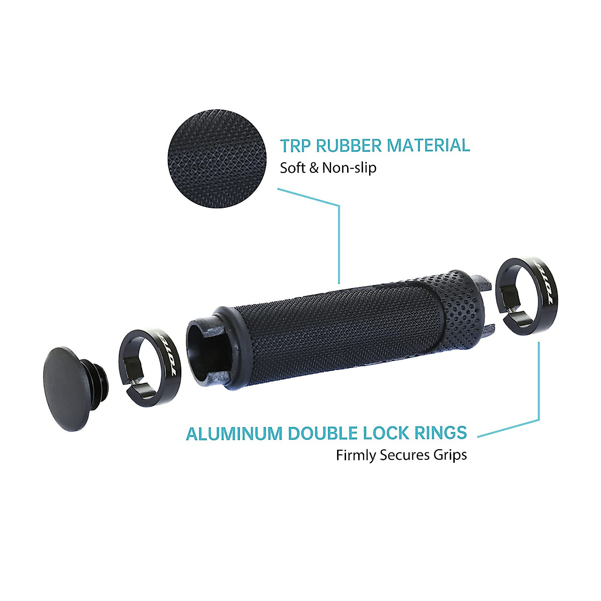 Totem Handlebar Grips, Double Locking Bike Handlebar Grips, Replacement Bike Grips for MTB, BMX, Beach Cruiser, Step-Thru, Folding Bike, Scooter