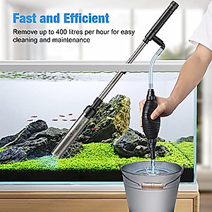 bedee Manual Aquarium Gravel Cleaner, Fish Tank Vacuum Gravel Cleaner, 3 in 1 Aquarium Siphon Vacuum Cleaner Kit for Water Change，Sand Cleaning，Remove Dirt with Adjustable Telescopic Rod