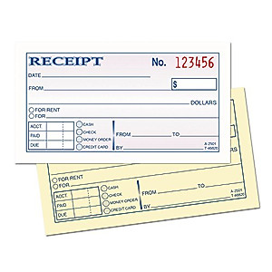 TOPS Money Receipt Book, 2-Part, Carbonless, 2 5/8 x 5 3/8 Inches, 50 Sheets, White and Canary, (46820)