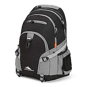 High Sierra Loop Backpack, Travel, or Work Bookbag with tablet sleeve, One Size, Black/Charcoal
