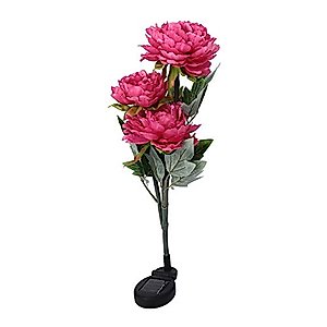 Solar Rose Flower Light LED 3 Heads Simulation Peony Decorative Lights for Home Garden Lawn Yard Balcony Party Decor