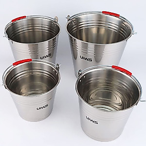 Zerodeko Stainless Steel Bucket Galvanized Bucket with Lid Industrial Bucket Circle Vase Galvanized Buckets Portable Water Kettle Dog Kennel Bucket Baby Metal Plastic Wastebasket