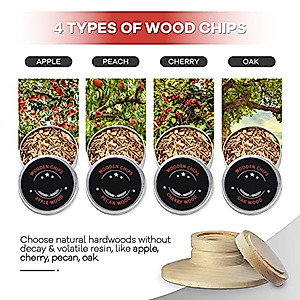 Libra Jack Cocktail Smoker Kit with Apple, Pecan, Cherry & Oak Wood Chips - Old Fashioned Whisky Smoker Kit, Drink Smoker Infuser Kit, Smoke Infuser for Cocktails, Smoked Bourbon Cocktail Set