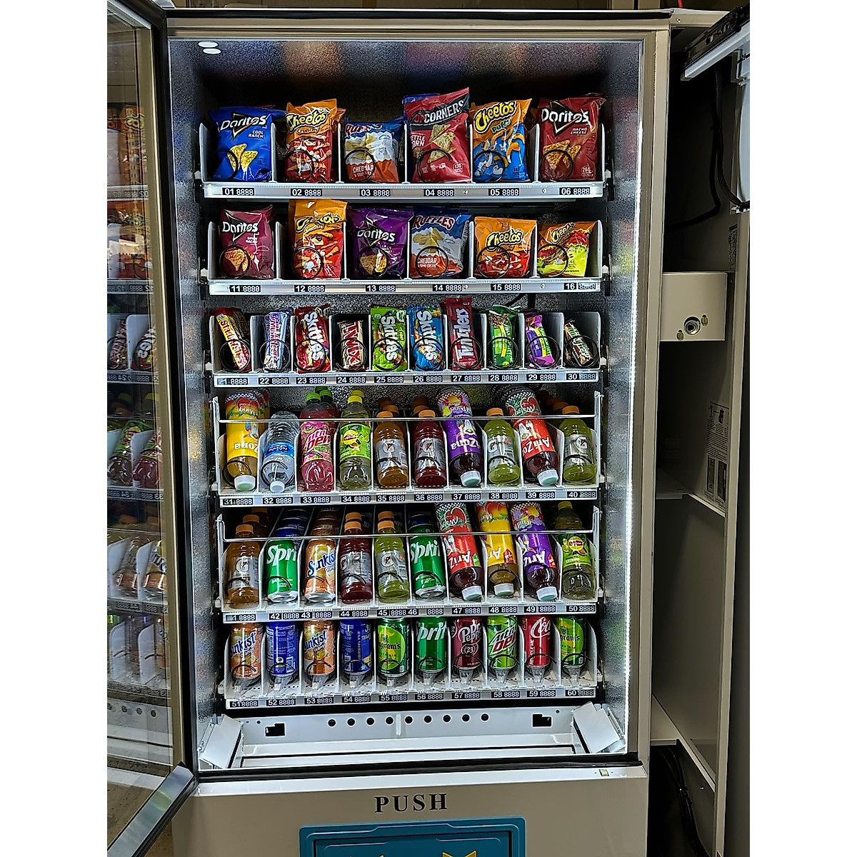 COMBO VENDING MACHINE GLASS FRONT W/CREDIT CARD READER