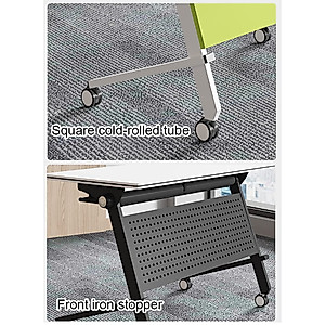 GUINJO 4 pcs Flip Top Mobile Training Table with Modesty and Lockable Wheels,Ready to Unfold and Use, Foldable Conference Tables (Color : White, Size : 120 * 60 * 75cm)