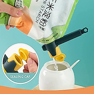 Food Storage Clips,Chip Clips,Bag Clips,Food Clips,Sealing Clips,Package Clips with Pour Spout,For Sealing Packaged Items Such As Coffee,Sugar,Flour,Cereal,Washing Powder,Condiment(2pcs,Blue,White)