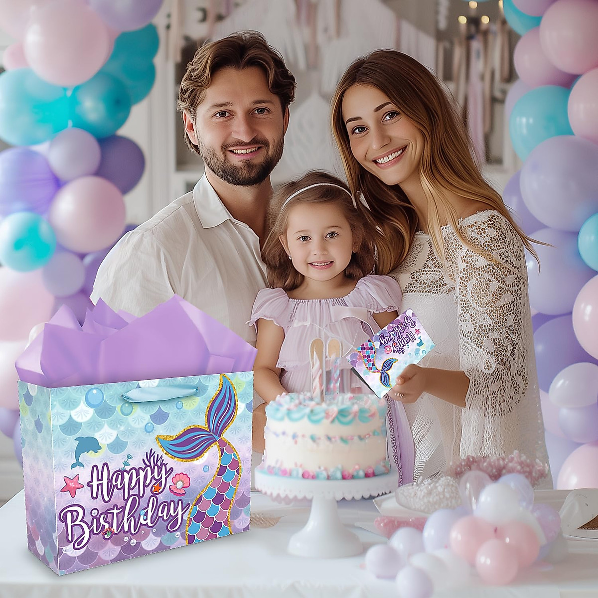 MDCGFOD 13" Large Birthday Gift Bag with Tissue Paper and Card, Birthday Gift Bag for Kids, Happy Birthday Gift Set for Birthday Theme Party Favors Supplities Baby Showers Shoppings Bag