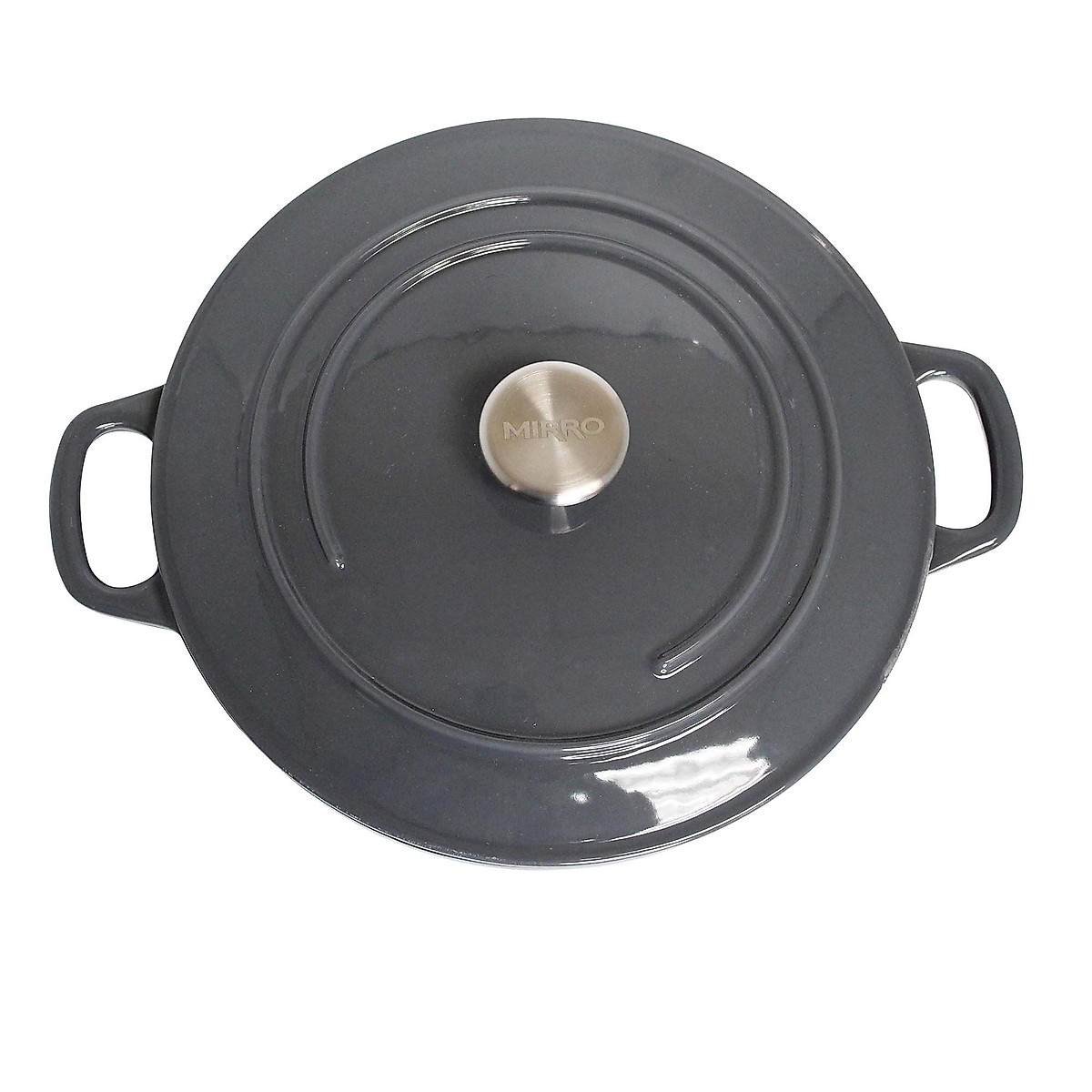 Mirro MIR-19059 4.8 Quart Cast Iron White Enamel Coated Interior Dutch Oven, Grey, Ready to Use