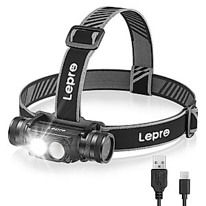 Lepro 1000 Lumen Headlamp Rechargeable - Powerful Detachable Head Lamp with 2200 mAh Battery, Super Bright 500FT Flashlight Beam, IP65 Waterproof LED Headlight for Camping Hiking Hunting Fishing Gear