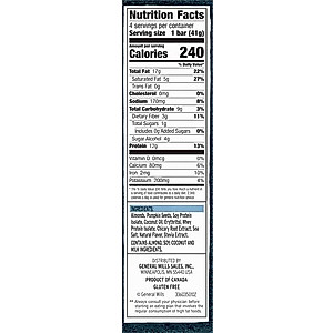 :ratio KETO Friendly Crunchy Bars, Vanilla Almond, Gluten Free Snack, 4 ct