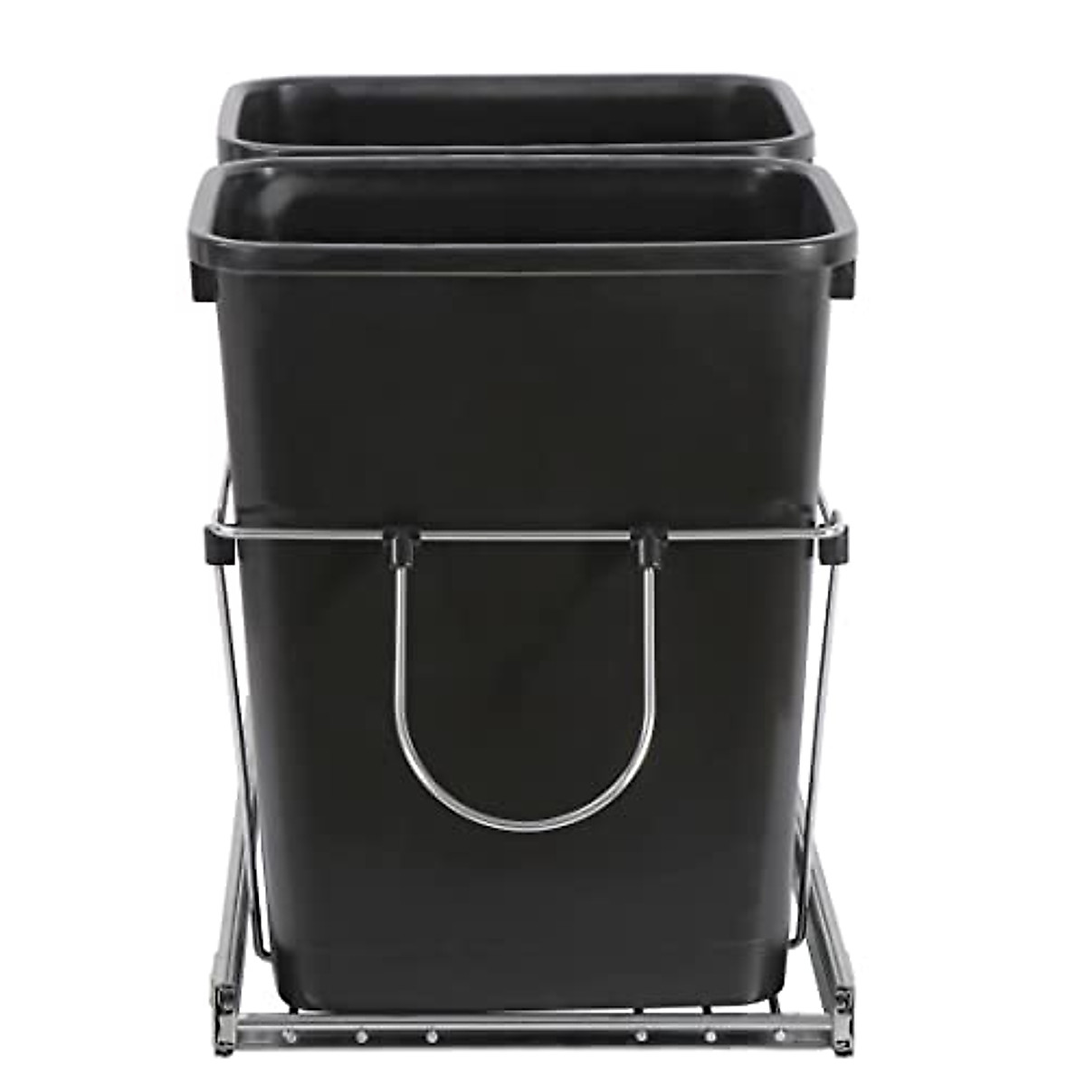 Double 35-Quart Sliding Pull Out Waste Bin Container, Kitchen Trash Can Under Cabinet Trash for Home Base Kitchen Cabinet - 17.5 Gallons
