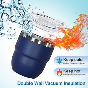 4oz Stackable Cup, Vacuum Insulated Espresso Coffee Cup Set of 2, Espresso Shot Glass, Double Wall Stainless Steel Mini Tumbler Shot Glasses with Straw and Lid