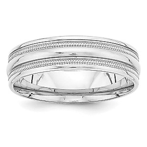 Solid 14k White Gold Comfort Fit Double Milgrain Wedding Band Ring Size 9