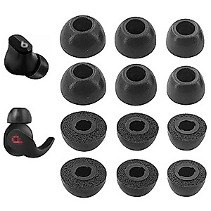 Memory Foam Ear Tips Noise Canceling Foam Eartips Ear Plug Ear Tip Gels Compatible with Beats Studio Buds/Beat Fit Pro, [Fit in Case],L/M/S 3 Size 6 Pairs,Black (Foampsb6p)