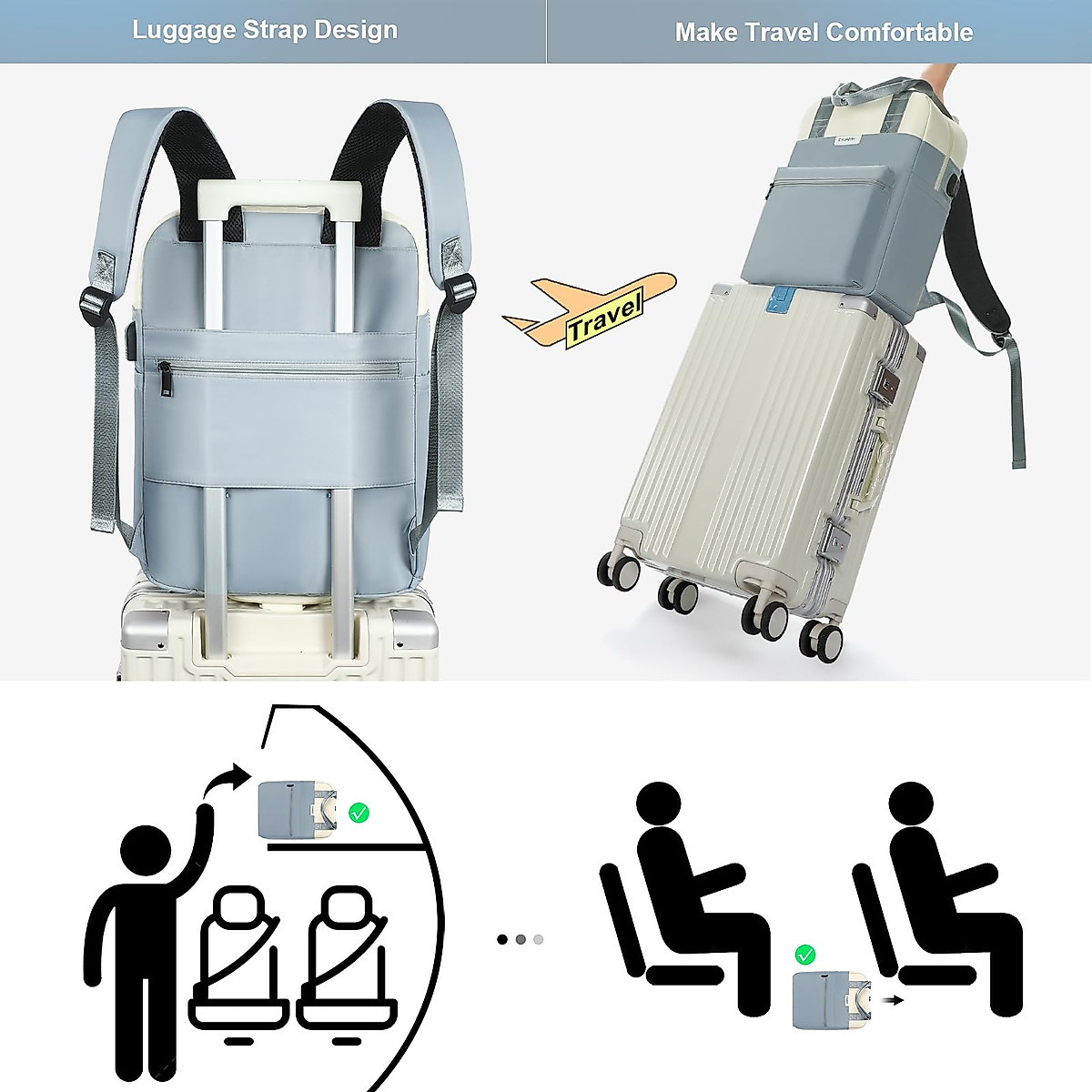 CYUREAY Laptop Fashion Backpack Nurse Spacious Book Bag For College Students Travel Backpack With USB Charger Port Doctor Work Fit Gift For Men&Women