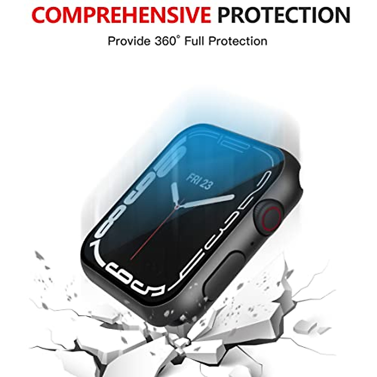 Misxi 2 Pack Waterproof Black Hard Case with Tempered Glass Compatible with Apple Watch Series 6 SE Series 5 Series 4 40mm, Ultra-Thin Durable Protective Cover for iWatch Screen Protector
