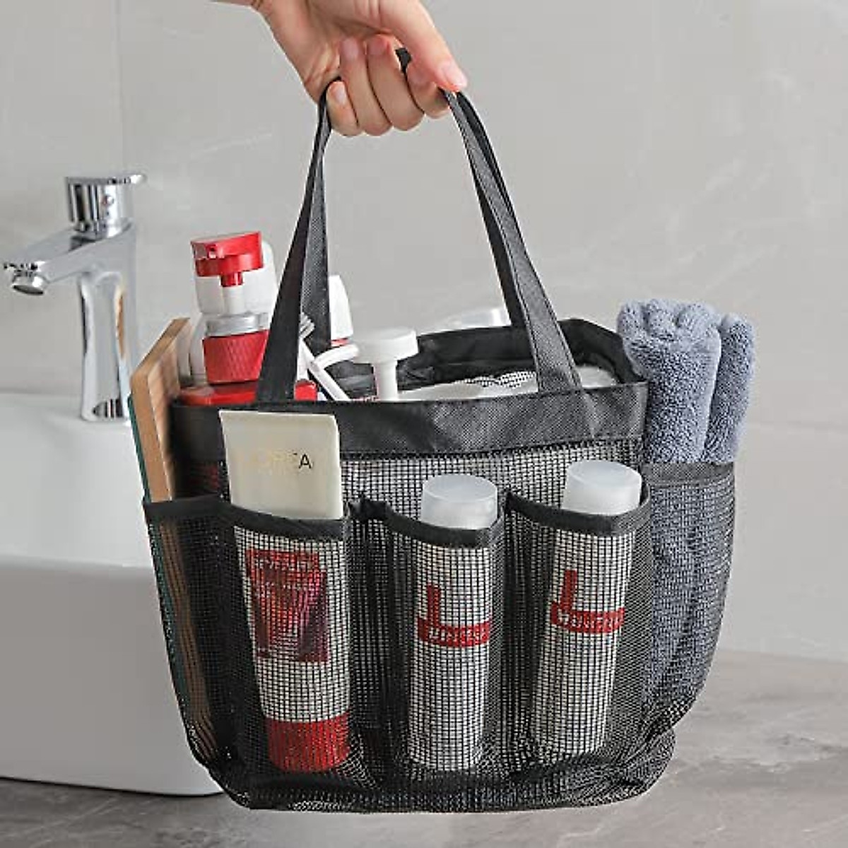MBVBN Enignic Mesh Shower Caddy Portable for College Dorm Room Essentials, Caddy Organizer, With 8-Pocket Large Capacity For Conditioner, Soap And Other Bathroom Accessories. Camp, Gym, Swim, Beach.