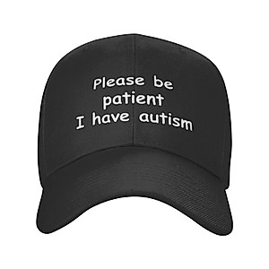Please Be Patient I Have Autism Hat Baseball Cap Adjustable for Outdoor Sports Hats Black
