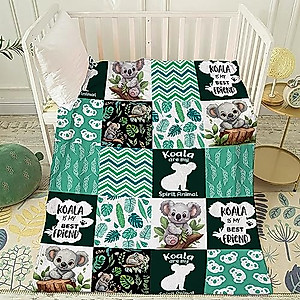 Koala Blanket Leaf Blanket Super Soft Cozy for Couch Bed Travel Koala Gifts for Girls Boys Women Men Green Stripe Blanket Suitable for All Seasons 30"x40"for Toddler/Pets
