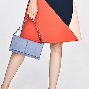 Ava&Lina Clutch Purse for Women Evening Handbags Formal Clutch Party Purse Large Envelope Faux Suede Clutch Insignia Blue