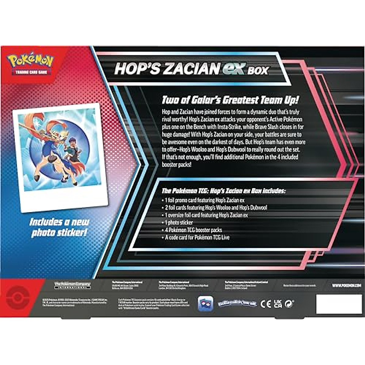 Pokemon TCG: Hop’s Zacian ex Box - 4 Packs