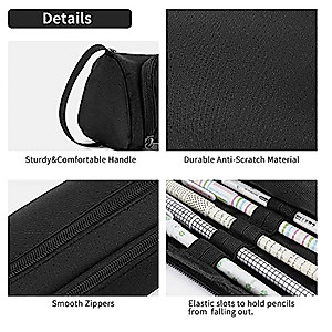 TOJYXSY Pencil Pouch for Girls Boys School Students Organizer Case Stationery Pen Storage Zipper Bag Men Women Teens Makeup Cosmetic Bags Black
