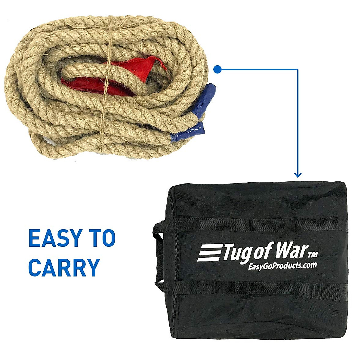33 Foot TUG of WAR Rope with Flag – Kids and Adults Family Game – Team Building – Soft Rope - Professional Long Lasting - Extra Thick for Easier GRIPPING