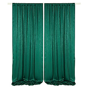 Cytdkve 2 Panels 4.8 Feet x 10 Feet Hunter Green Velvet-Like Wedding Backdrop Curtain Drapes, Silky Soft Window Curtains Panels for Wedding Ceremony Birthday Party Decorations