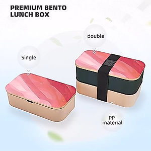 Pink Gradient Style Adult Lunch Box, Bento Box, With Cutlery Set Of 3, 2 Compartments, Rectangular, Lunch Box For Adults