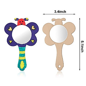 Vankcp 27pcs Creative DIY Wooden Mirror Mini Wooden Craft Painting Princess Unfinished Mirror for DIY Handmade Craft Party Decorations