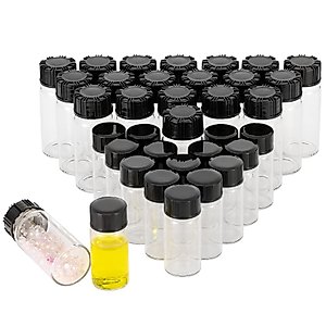 JIUWU 10 ml(0.3 Oz) and 5 ml(0.17 Oz) Clear Glass Vials Liquid Sampling Sample Bottles Screwcap Lab Capacity Container Pack of 35 (20 pcs 10 ml and 15pcs 5 ml Clear Vials)