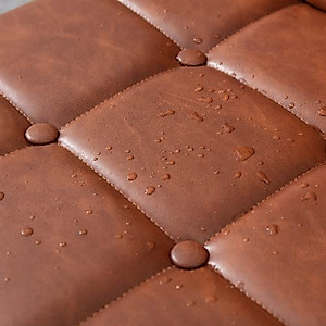 LukeAlon PU Leather Dining Chairs Set of 2, Upholstered Button Tufted Dining Room Chairs with Metal Legs Modern Armless Dinner Chairs Comfy Side Chairs for Kitchen, Brown