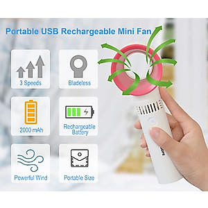 Eyelash Fan Dryer Portable USB Rechargeable Bladeless Mini Fan Handheld for Eyelash Extension, Air Conditioning Blower Cooling Dryer for Essential Eyelash Extension Supplies (White)
