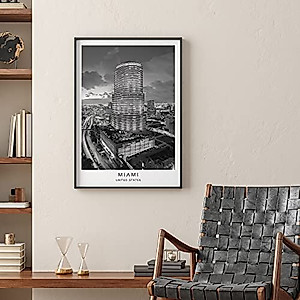 Dear Mapper Miami United States View Abstract Road Modern Map Art Minimalist Painting Black and White Canvas Line Art Print Poster Art Line Paintings Home Decor (Set of 3 Unframed) (16x24inch)