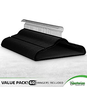 Velvet Hangers 60 Pack Black – Heavy Duty Velvet Clothes Hangers - Non Slip Felt Coat and Suit Hangers for Closet - Lightweight Thin Space Saving Ganchos para Colgar Ropa