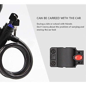 Bike Lock, Cable Lock, Coiled Secure Keys, Portable Mountain Bike Wire Lock with Mounting Bracket 1.2Mx12mm(Color:Green)