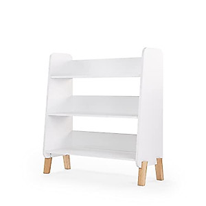dadada Muse Toddler Bookshelf, 3-Tier 30" Modern Storage Display, White/Natural