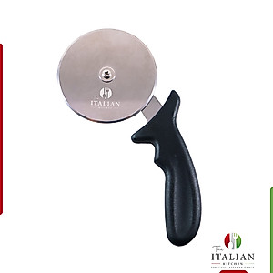 The Italian Kitchen Pizza Cutter Wheel - Restaurant Grade Stainless Steel 4 Inch Blade Pizza Slicer With Finger Guard