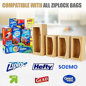 Vivnoon Ziplock Bag Organizer 4pcs Separate Bamboo Drawer Organizer, Food Storage Bag Organizer, Kitchen Baggie Organization Drawer for Gallon, Quart, Sandwich and Snack Bag