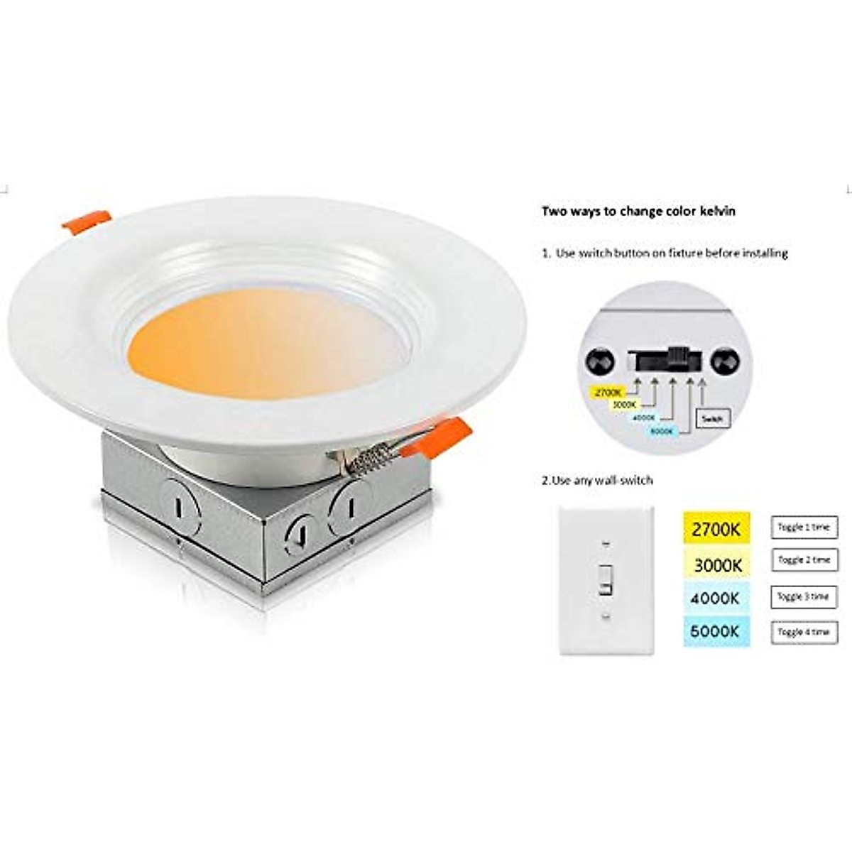 24Pack 6Inch Slim LED Downlight with Junction Box LED Recessed Lights with Integrated Junction Box Canless Light 5 Color CCT Tunable Integrated Junction Box 14W 1050LM Dimmable Recessed Jbox Fixture