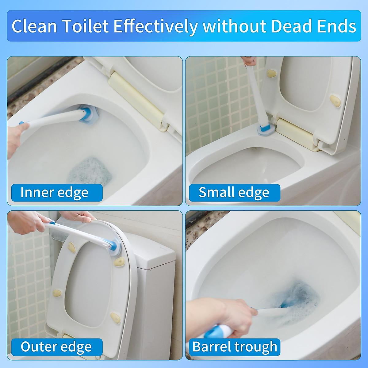 DALIPER Disposable Toilet Brush with 40PCS Refills, Wall Mounted Compact Bathroom Bowl Wand Cleaning System Long Handle with Storage Caddy