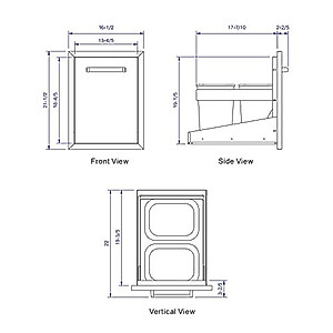 Outdoor Kitchen Drawer Pull Out Trash Drawer BBQ Island, Stainless Steel