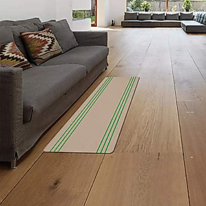 2 PCS Cushioned Anti-Fatigue Kitchen Mats and Rugs, Retro Brown Absorbent Bath Mat Non-Slip Rug Accent Runner Floor Carpet Washable Indoor Doormat Standing Comfort Mat Green Abstract Geometry Stripe