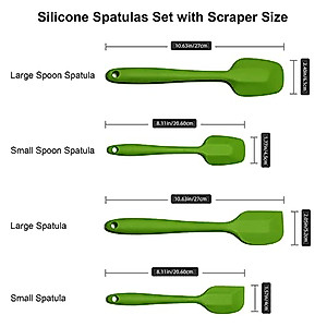 Silicone Spatulas Set of 4 Heat Resistant for Non Stick Cookware-Rubber Spatula Silicone for Baking Cookie Decorating Supplies Cake Turntable or Scraper-Small Fish Spatula for Cooking