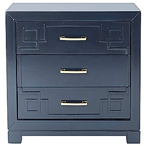 Safavieh Home Collection Raina Navy 3-Drawer Greek Key Nightstand