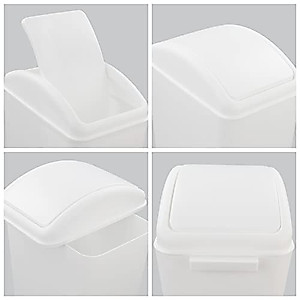 Xowine 4.2 Gallon Plastic Trash Can, Small Garbage Can with Swing Top Lid, White