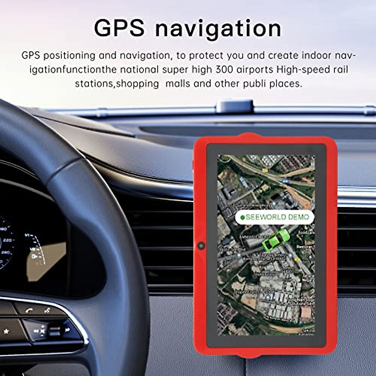 Kids Tablet, Android10 100‑240V Dual Camera 5G WiFi Dual Band Toddler Tablet with Home Stand (US Plug)