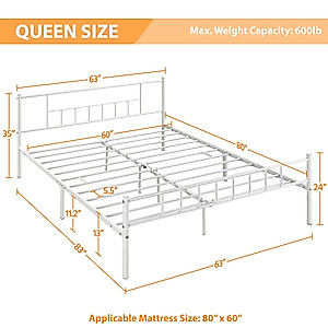 Yaheetech 13 inch Twin Size Metal Bed Frame with Headboard and Footboard Platform Bed Frame with Storage No Box Spring Needed Mattress Foundation Black